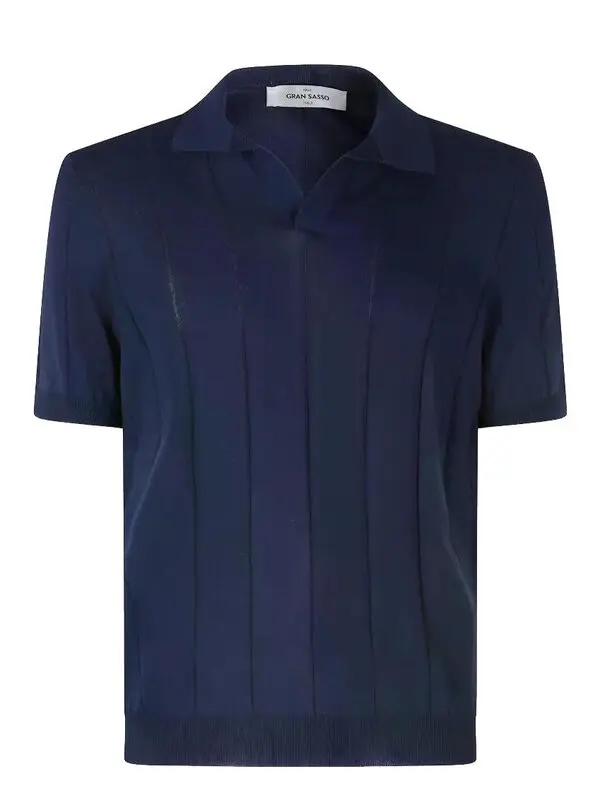 GRAN SASSO Ribbed-knit Polo Shirt - Blue