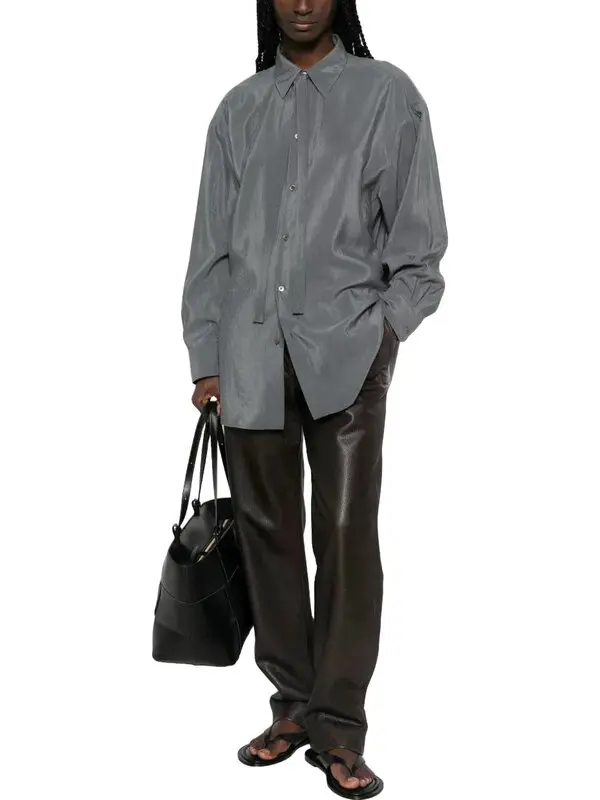 LEMAIRE Shimmering Finish Point Collar Shirt - Grey