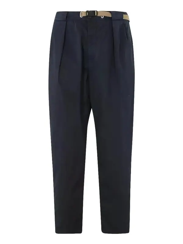 WHITE SAND Belted Pleated Trousers - Blue