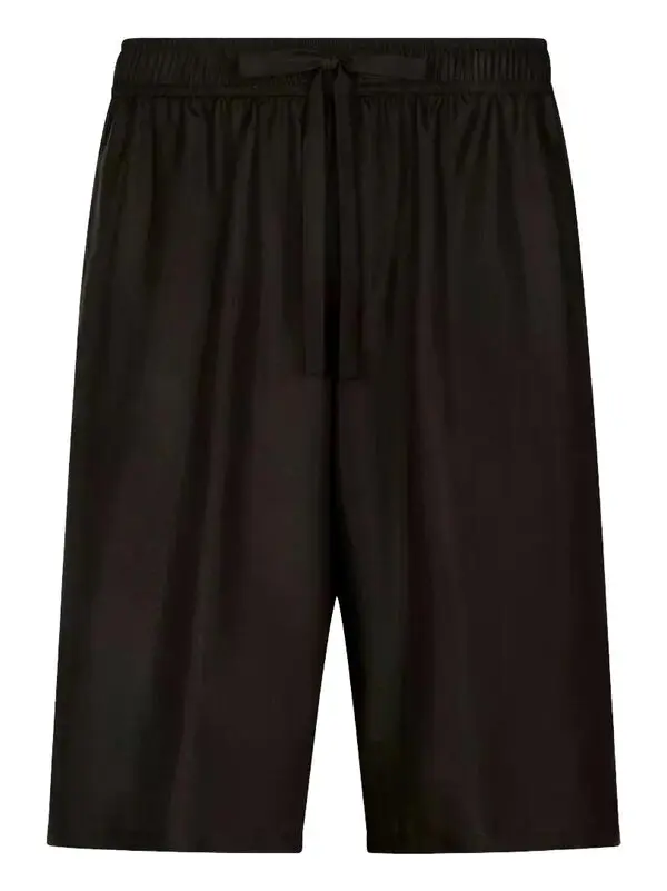 Dolce & Gabbana Embroidered Silk Jogging Shorts - Black
