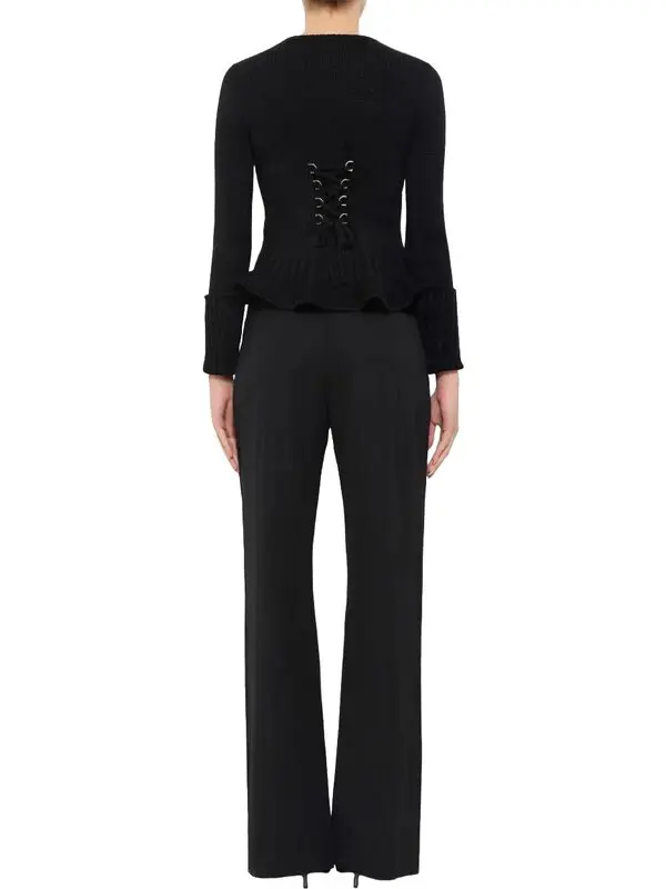 Alexander McQueen Lace-up Peplum Jumper - Black