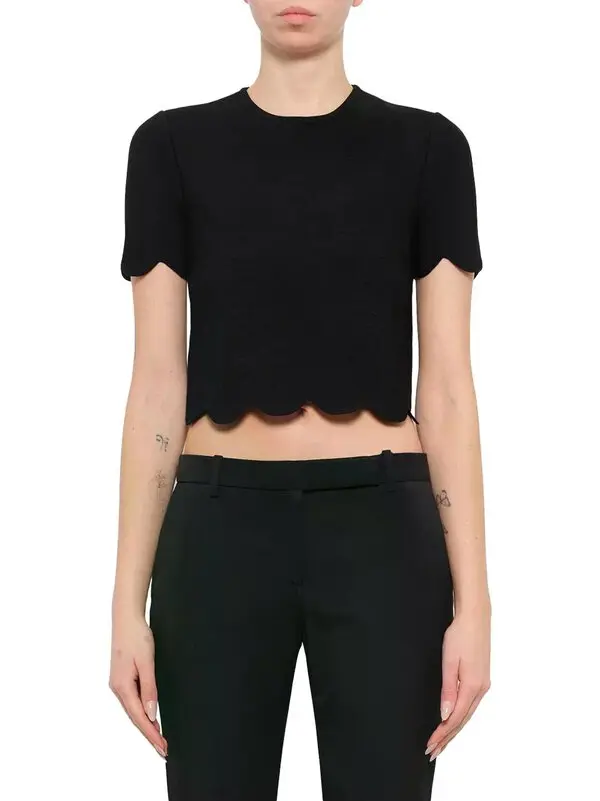 Alexander McQueen Scalloped Hem Top - Black