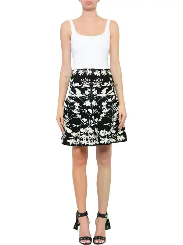 Alexander McQueen Floral-motif A-line Mini Skirt - Black