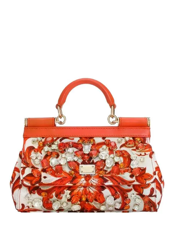 Dolce & Gabbana Mini Sicily Handbag With Embroidery And Bezels - Red