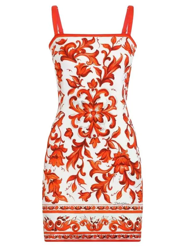 Dolce & Gabbana Majolica-print Charmeuse Dress - Red