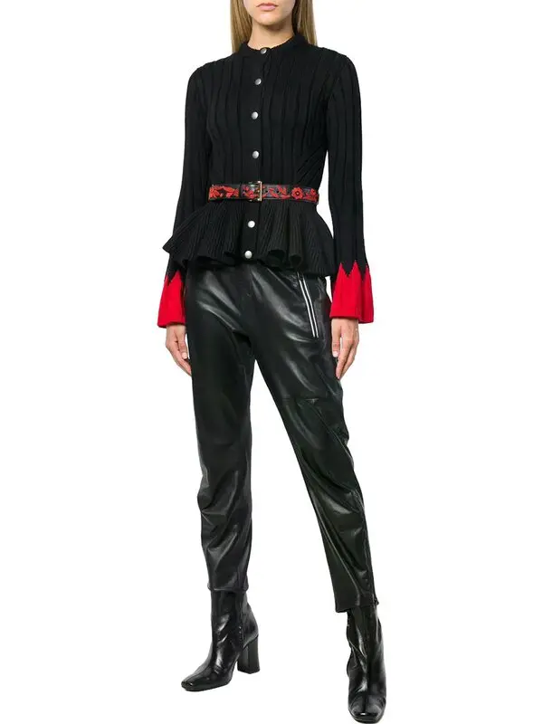 Alexander McQueen Contrast Sleeve Cardigan - Black