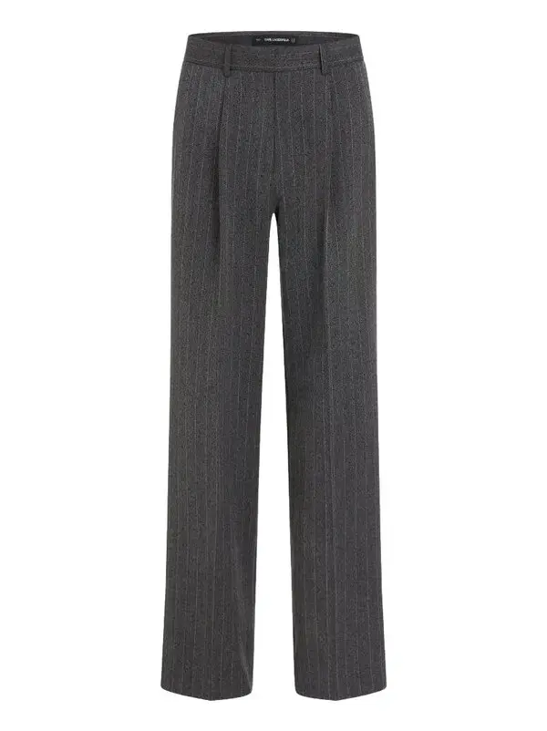 Karl Lagerfeld Melange Pinstripe Tailored Trousers - Grey