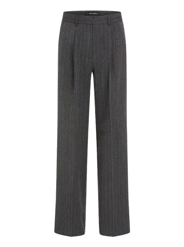 Karl Lagerfeld Melange Pinstripe Tailored Trousers - Grey