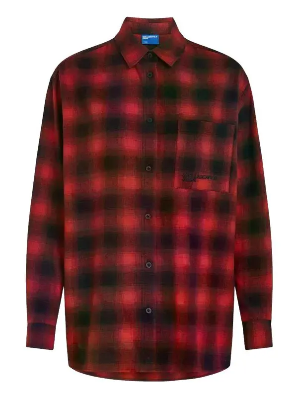 Karl Lagerfeld Check-pattern Cotton Overshirt - Red