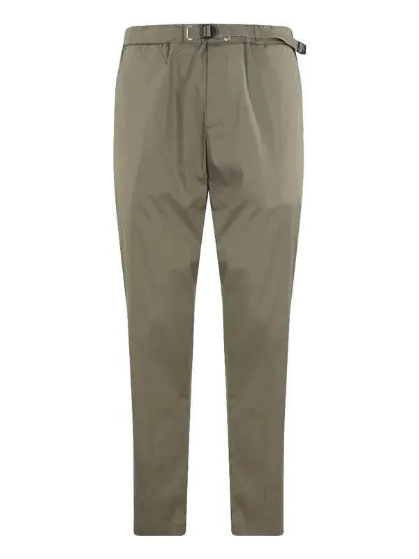 WHITE SAND Belted Tapered-leg Trousers - Green