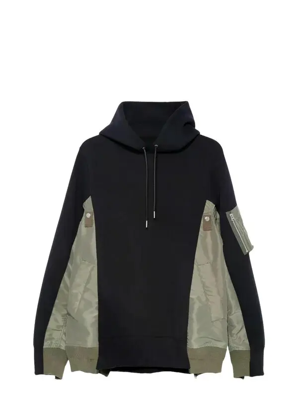 Sacai Panelled Zip-pocket Hoodie - Blue