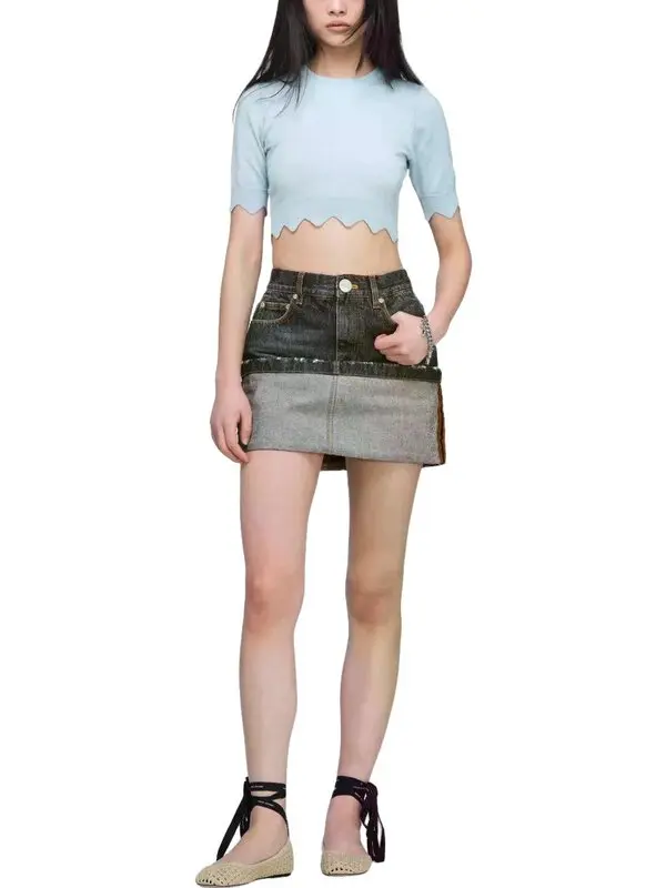 Marc Jacobs Daisy Scalloped Cropped Sweater - Blue