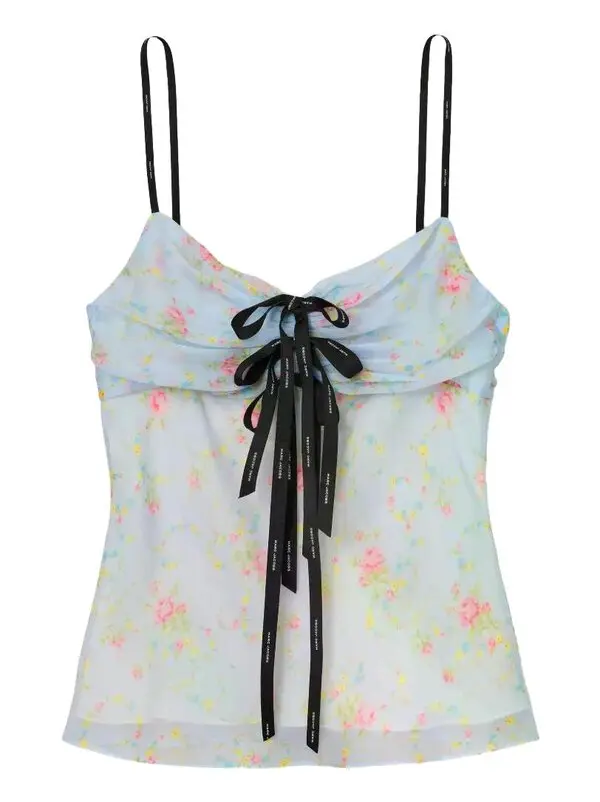 Marc Jacobs Blurred Floral Bow Top - Blue