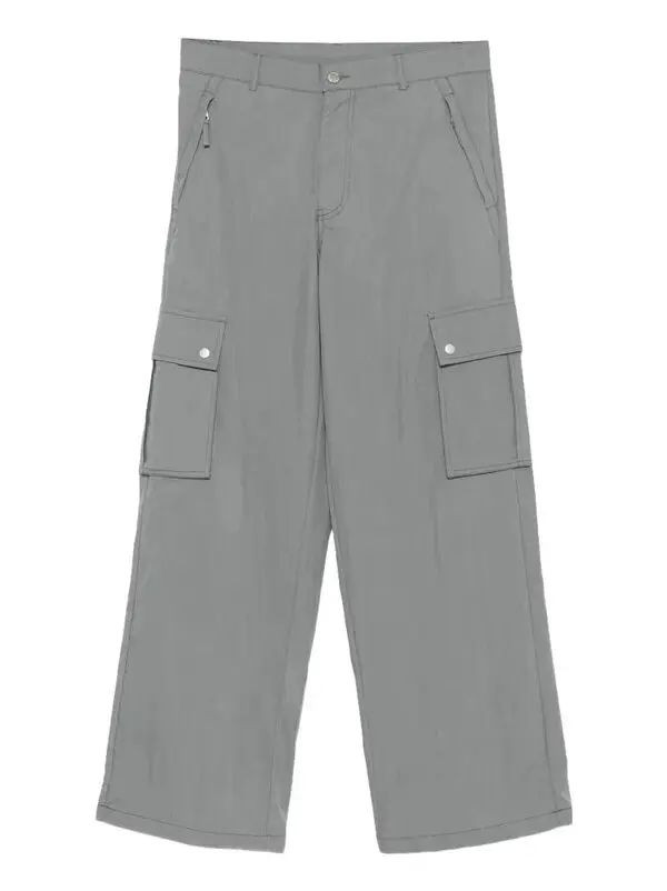 CARRER Vera Logo Print Wide-leg Cargo Pants - Grey