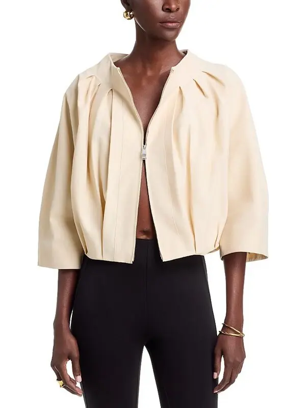 Simkhai Jess" Pleated Zip-up Jacket - Stone