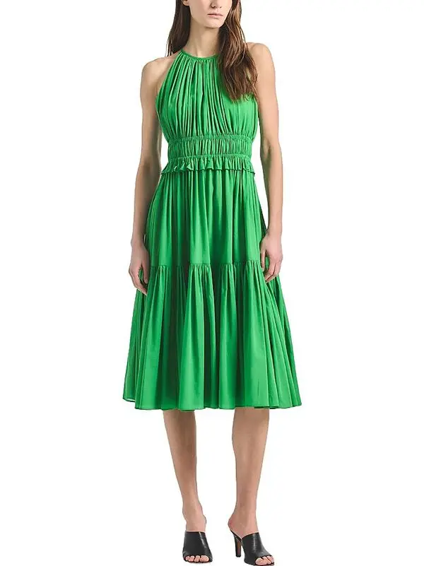 Derek Lam 10 Crosby Sloane Halter Neck Tiered Midi Dress - Online Lime