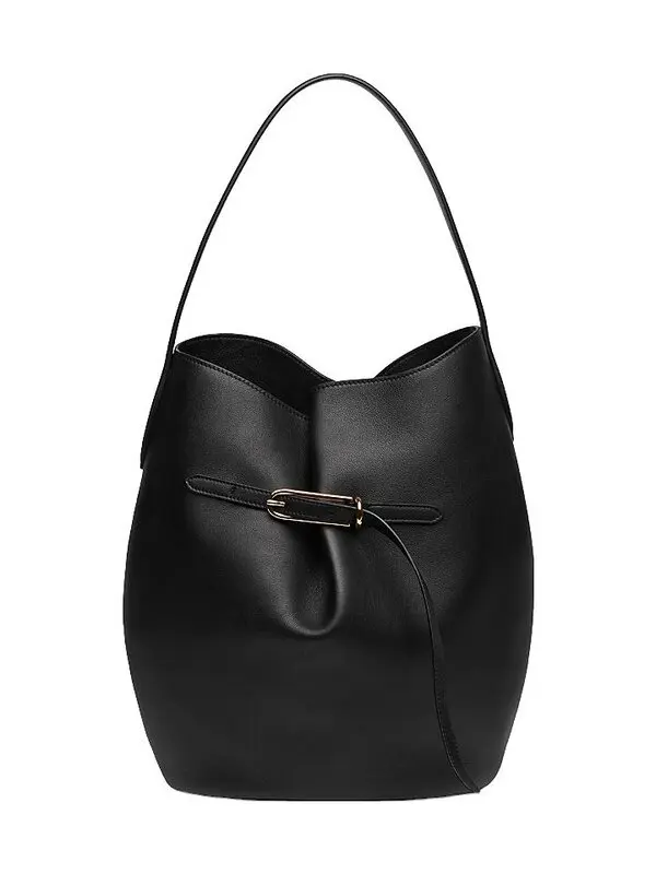 LIFFNER Large Belted Leather Bucket Bag - Black
