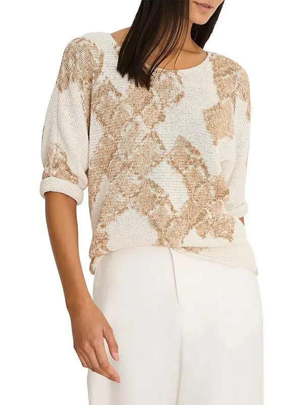 NIC+ZOE Round Neck Pullover Sweater - Neutral Multi