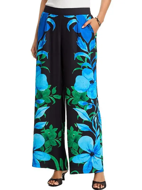 T Tahari Floral Print Wide Leg Pull-on Pants - Artist's Floral