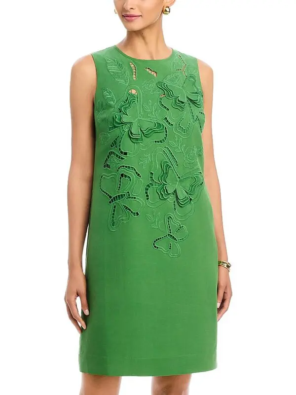 Elie Tahari Isabella Dress With Embellished Floral Cut-outs - Paradise Green
