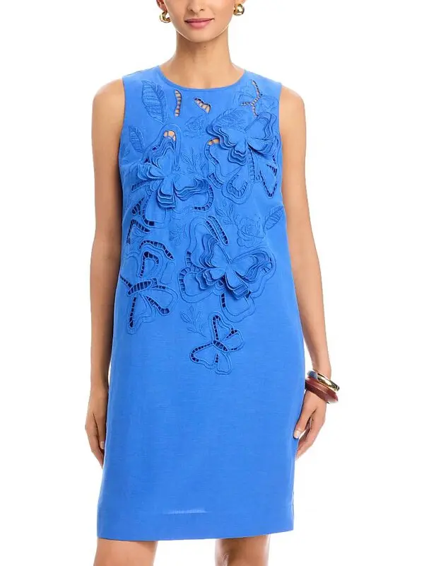 Elie Tahari Isabella Dress With Embellished Floral Cut-outs - Seaport Blue