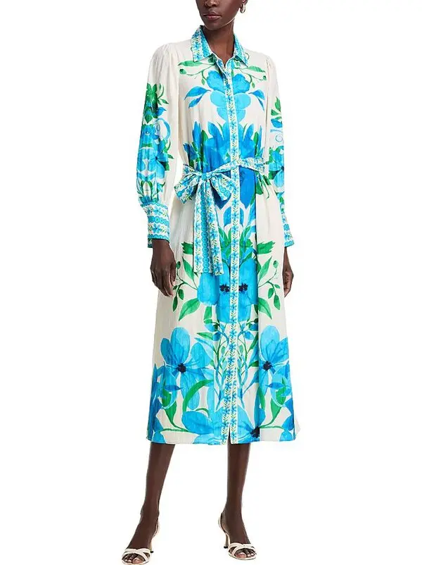 T Tahari Floral Print Belted Shirt Dress - Artist's Floral