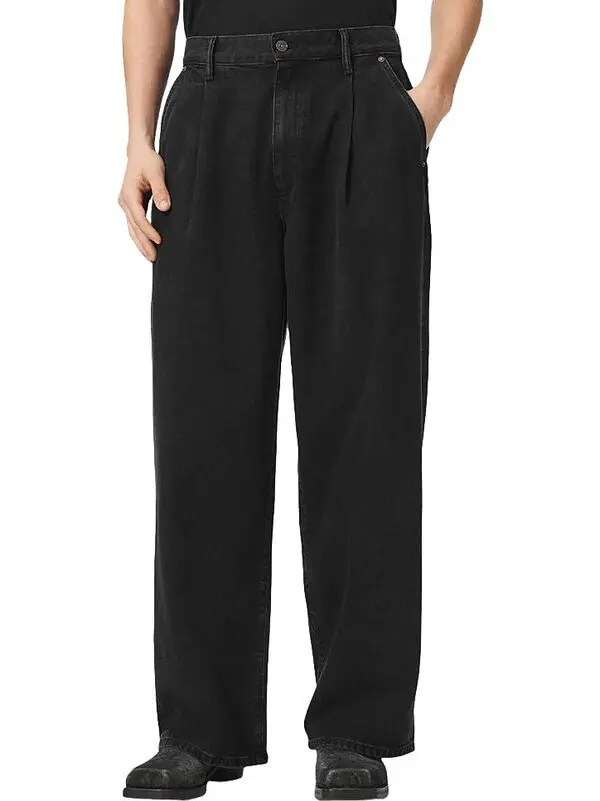 ALLSAINTS Daze Wide Fit Pleat Jeans - Washed Black