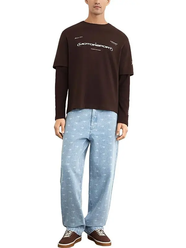 REISS X Mclaren Rovik Double Layer Long Sleeve T-shirt - Chocolate