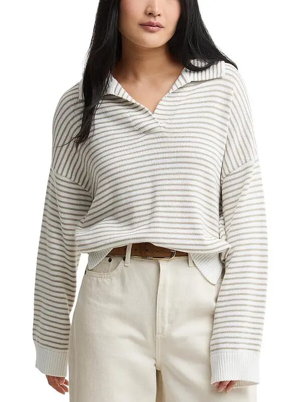 Barbour Aylesby Striped Cotton Sweater - Cloud/sand