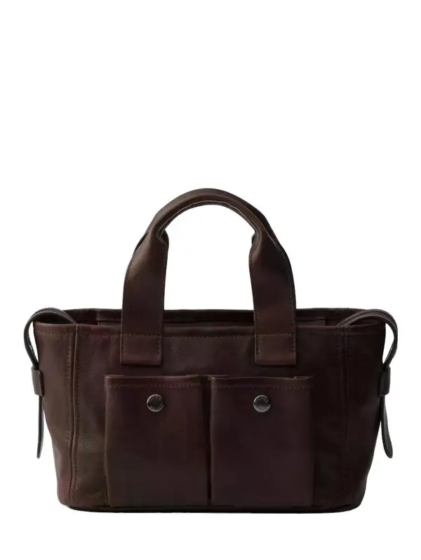 Prada Route Medium Leather Tote Bag - Brown