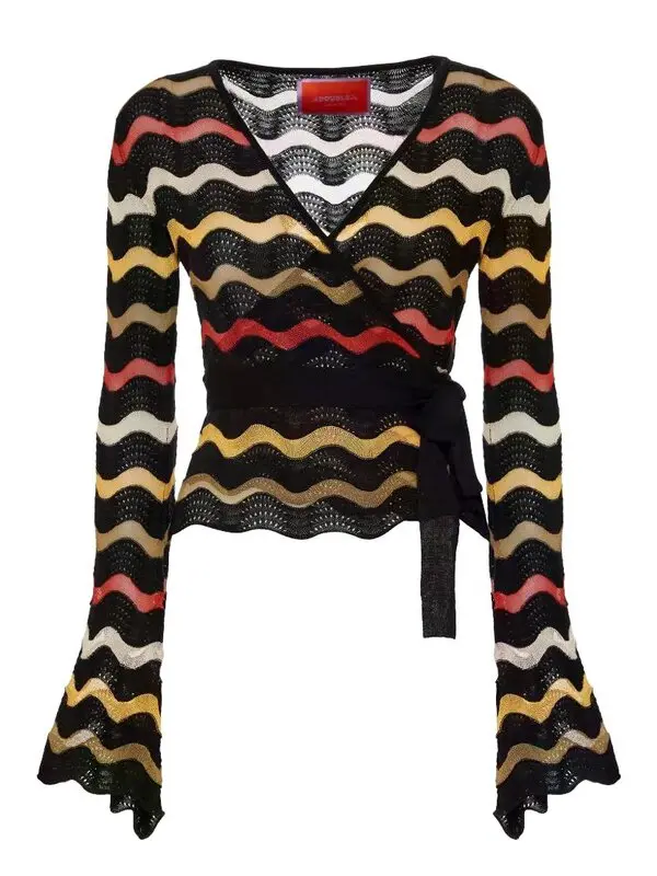 La DoubleJ Zephyr Lace Wrap Top - Black