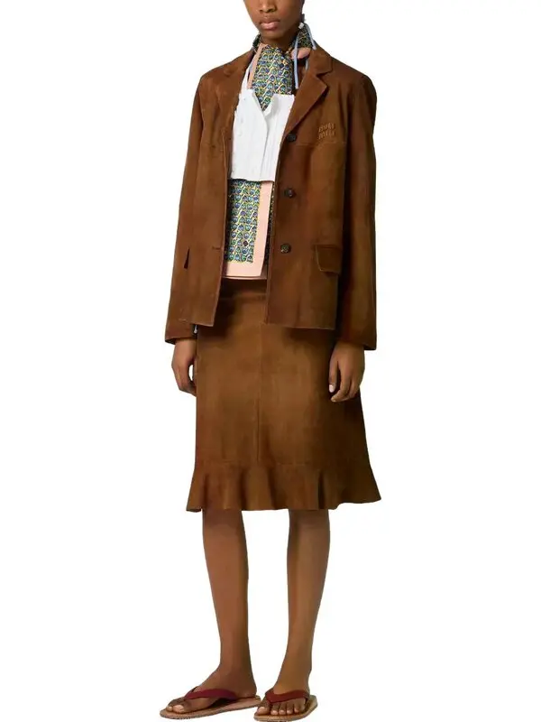 Miu Miu Suede Artisanal Jacket - Brown