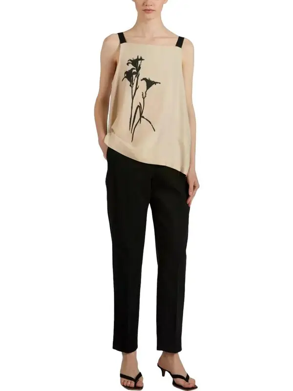 SLOWEAR Floral-print Square-neck Sleeveless Top - Neutrals