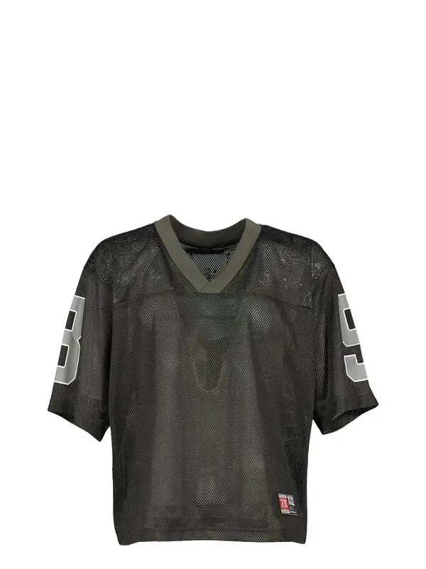 JUN/NAKAYAMA Mesh Paisley Print V-neck T-shirt - Black
