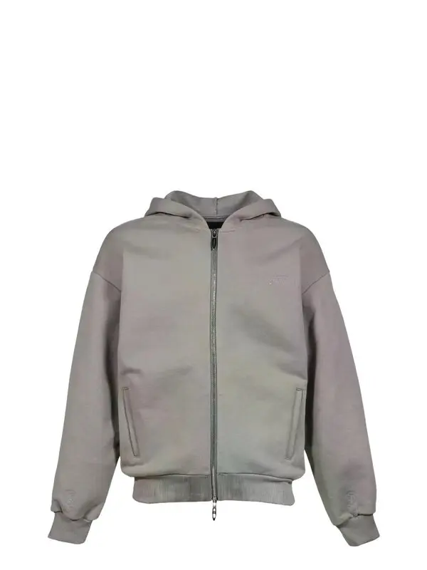 JUN/NAKAYAMA Zip-up Hoodie With Embroidered Logo - Grey