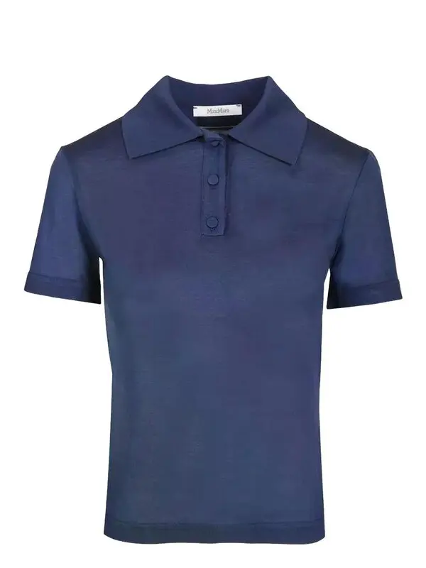 Max Mara Ribbed-trim Silk Polo Shirt - Blue