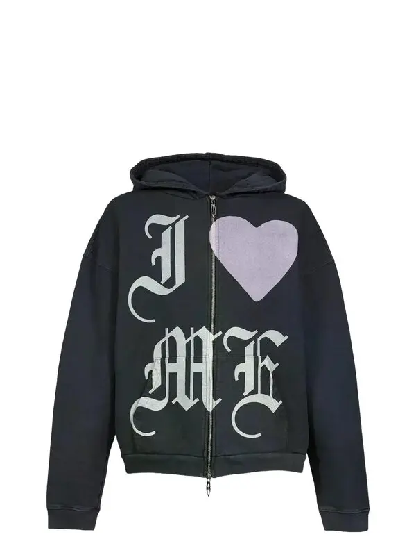 JUN/NAKAYAMA Graphic Print Zip-up Hoodie - Black