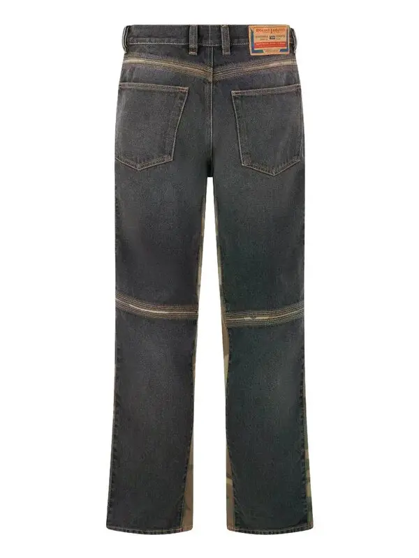 DIESEL® D-mand Camouflage-panelled Straight-leg Jeans - Black