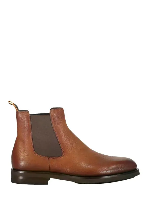 Santoni Grained Leather Chelsea Boots - Brown