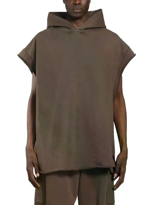 ROADLESS Sleeveless Jersey Hoodie - Brown