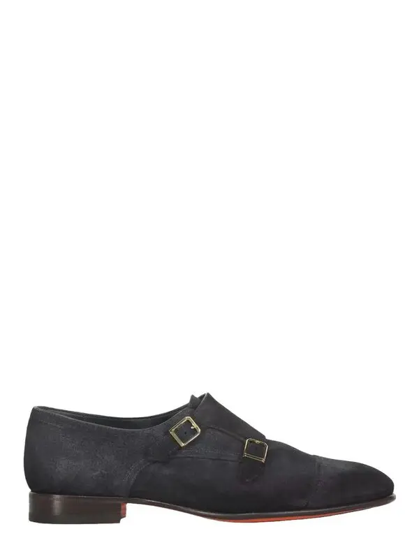 Santoni Double-buckle Suede Monk Shoes - Blue