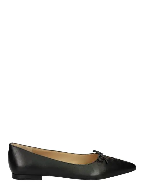 Ralph Lauren Lace-up Pointed-toe Ballet Flats - Black