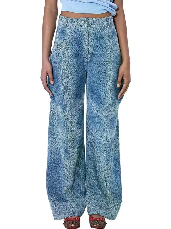 KIKO KOSTADINOV Textured Finish Wide-leg Trousers - Blue