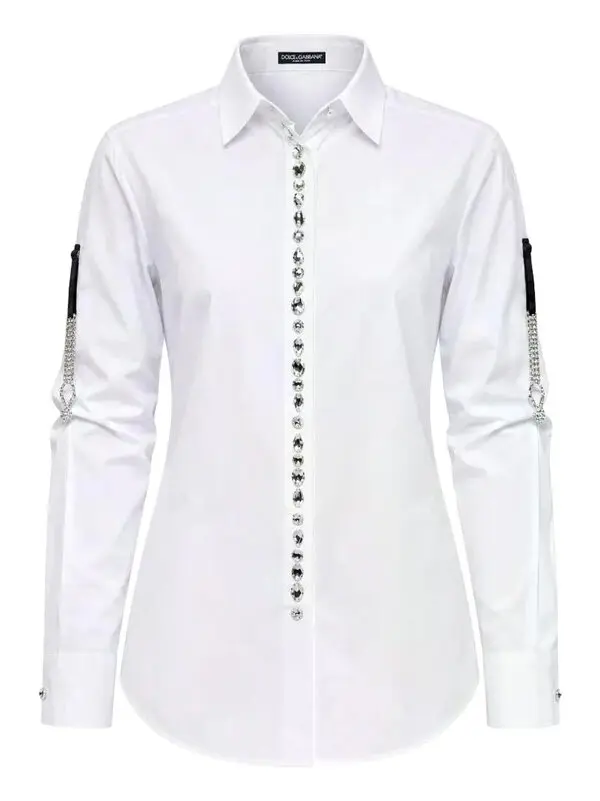Dolce & Gabbana Embellished Chain Detail Shirt - White