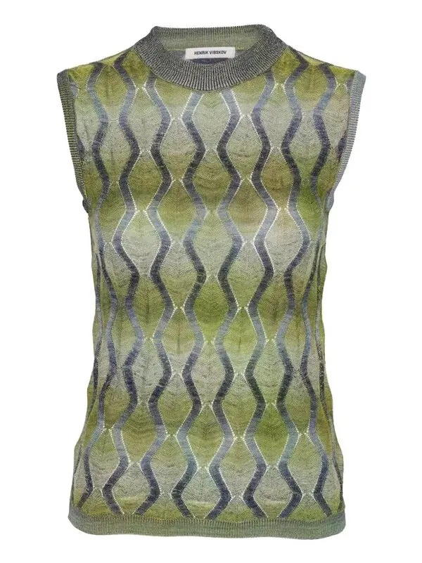 Henrik Vibskov Resonance Zigzag Knit Top - Green