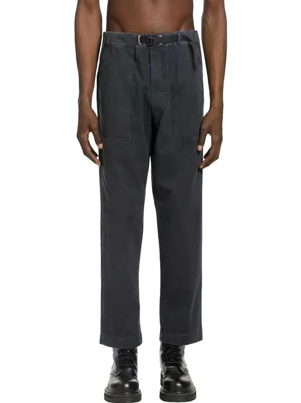 WHITE SAND Belted Cotton Trousers - Grey