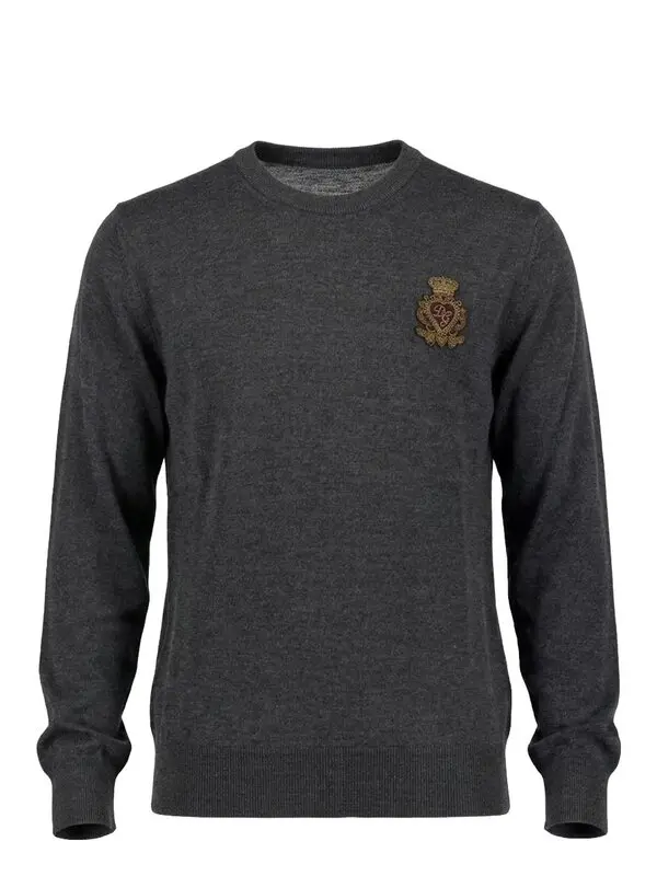Dolce & Gabbana Embroidered Logo Wool Sweater - Grey