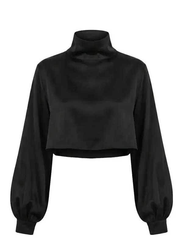 ALMAZ Cropped High-neck Top - Black