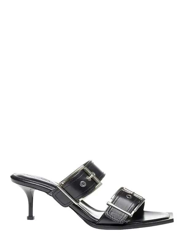 Alexander McQueen Double Buckle Leather Sandals - Black