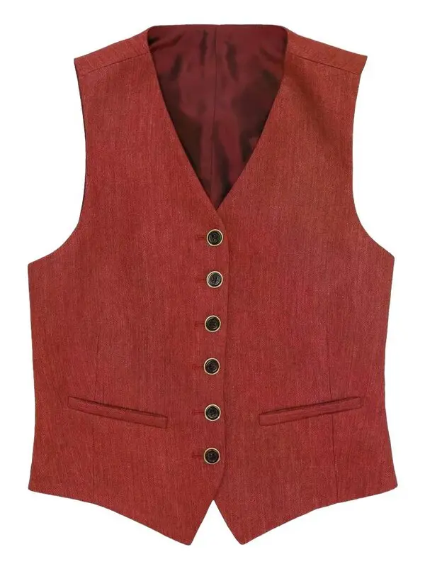 FORTELA Demi Single-breasted Waistcoat - Red